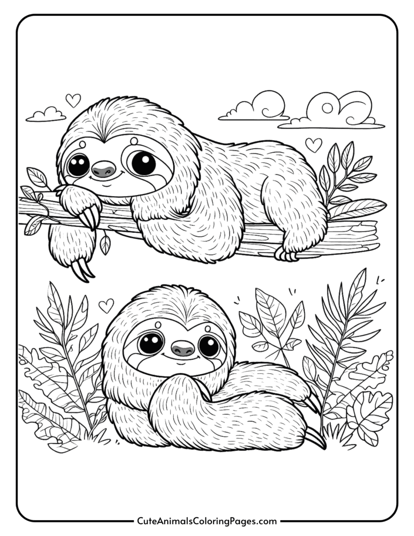 Sloth Coloring Pages (9 Free Printable Pages) - Cute Animals Coloring Pages