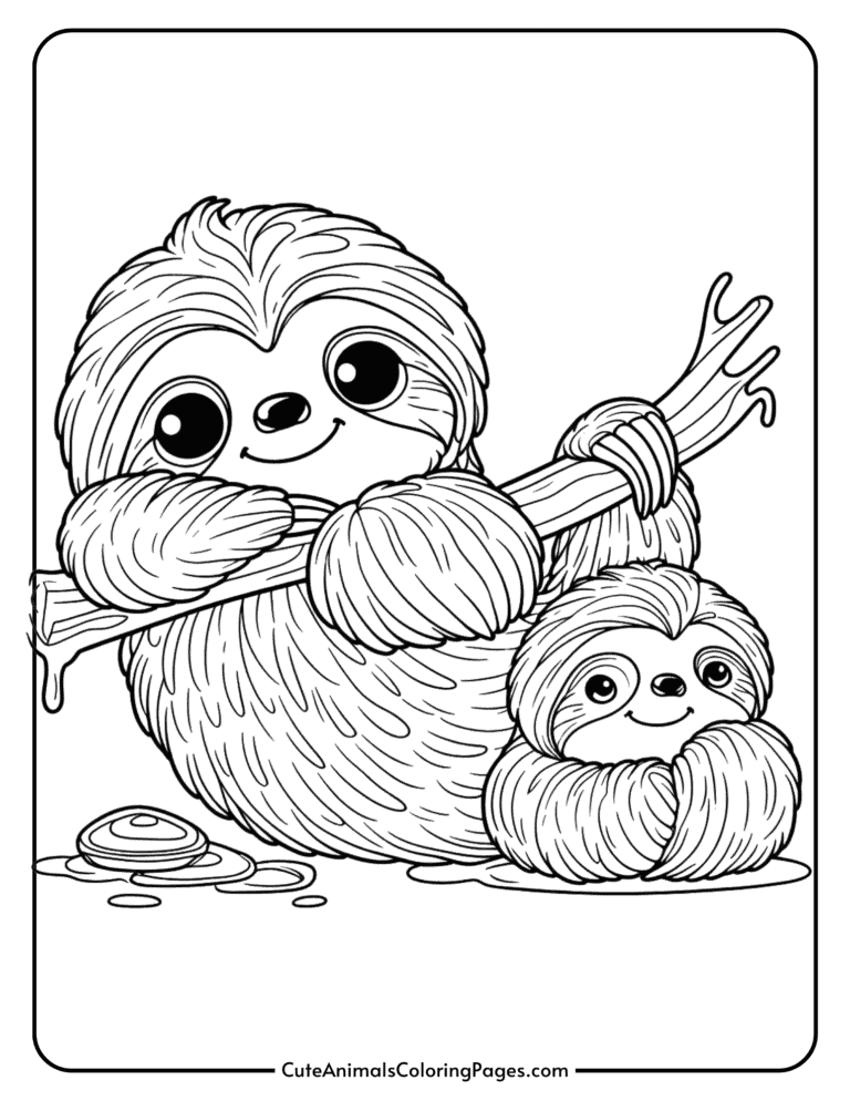 Sloth Coloring Pages (9 Free Printable Pages) - Cute Animals Coloring Pages