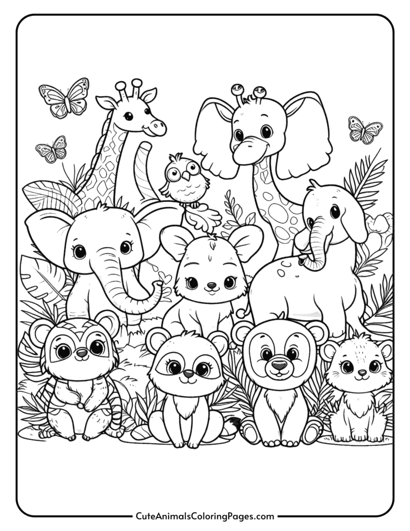 Jungle Animals Coloring Pages (Free Printable Pages) - Cute Animals ...