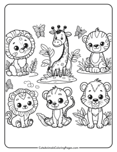 Jungle Animals Coloring Pages (Free Printable Pages) - Cute Animals ...