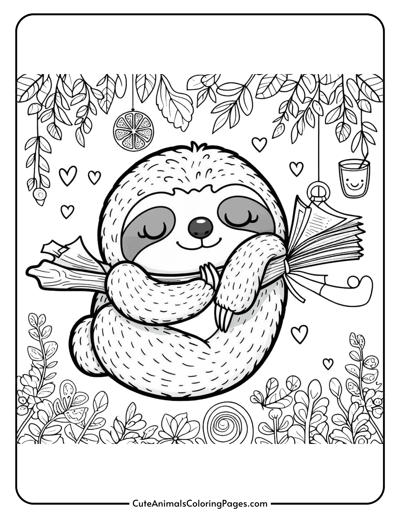 Sloth Coloring Pages (9 Free Printable Pages) - Cute Animals Coloring Pages
