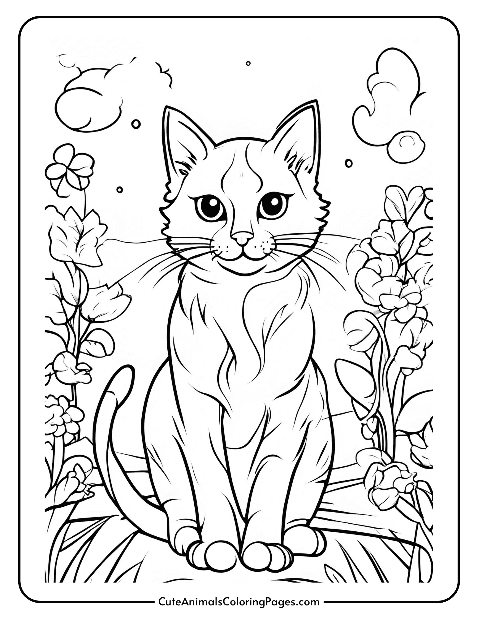Cute Cat Coloring Pages (10 Free Printable PDF Pages) - Cute Animals ...