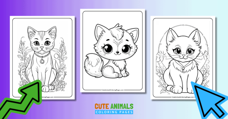 Cute Cat Coloring Pages (10 Free Printable PDF Pages) - Cute Animals ...