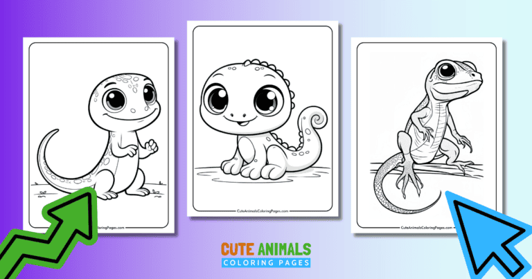 Lizard Coloring Pages (7 Free Printable Pages) - Cute Animals Coloring ...