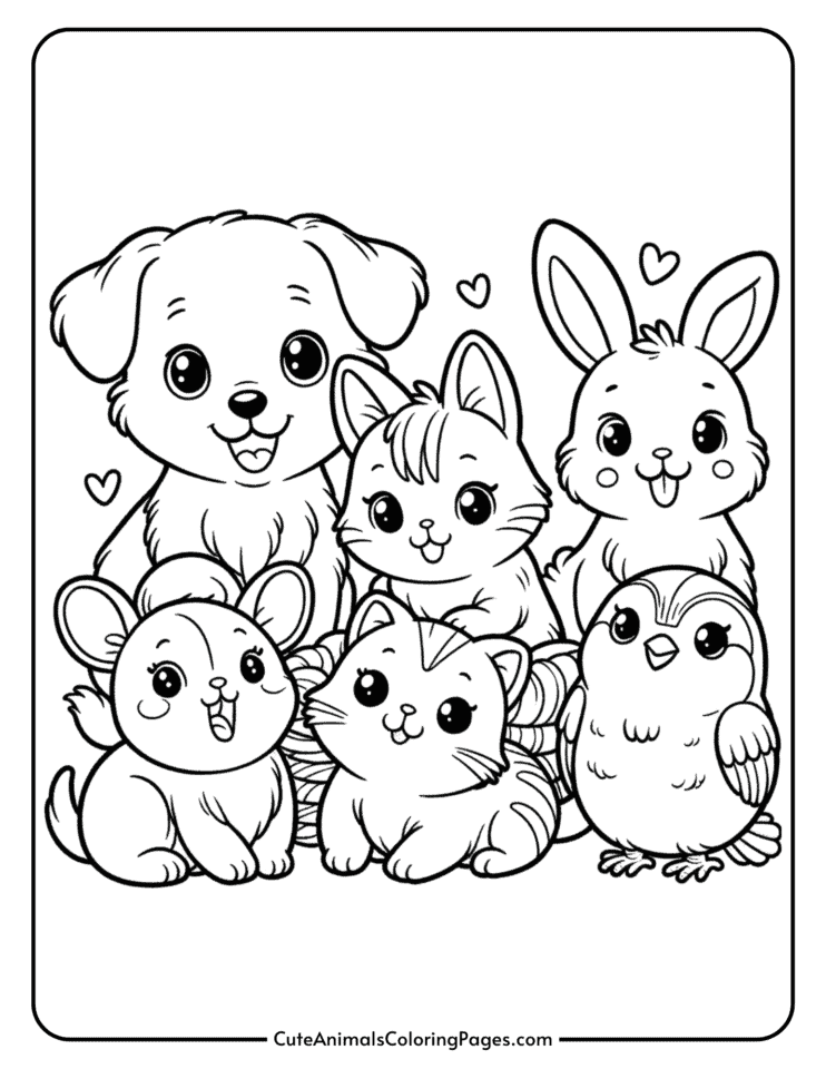 Pets Coloring Pages (Free Printable PDF Pages) - Cute Animals Coloring ...