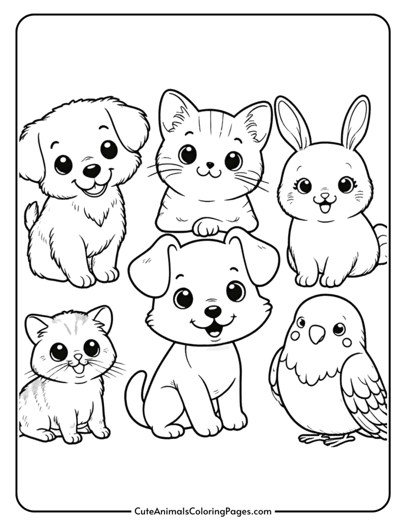 Pets Coloring Pages (Free Printable PDF Pages) - Cute Animals Coloring ...