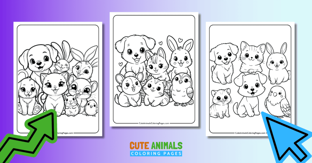 Pets Coloring Pages (Free Printable PDF Pages) - Cute Animals Coloring ...