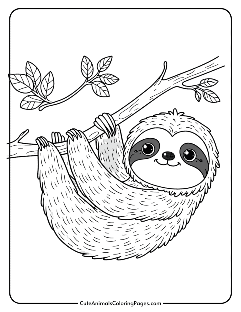 Sloth Coloring Pages (9 Free Printable Pages) - Cute Animals Coloring Pages