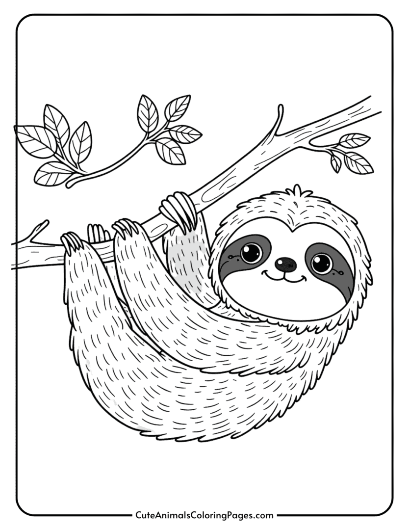 Sloth Coloring Pages (9 Free Printable Pages) - Cute Animals Coloring Pages