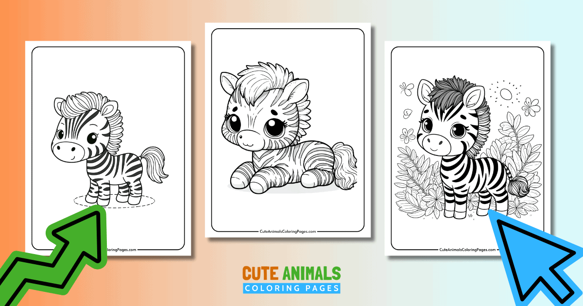 Zebra Coloring Pages (5 Free Printable Pages) - Cute Animals Coloring Pages
