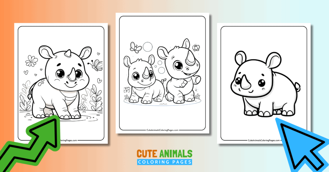 Rhino Coloring Pages (5 Free Printable Pages) - Cute Animals Coloring Pages