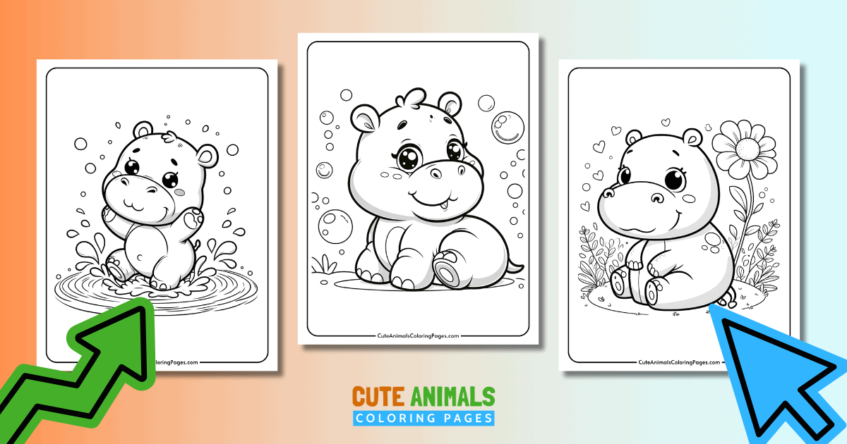 Hippo Coloring Pages (6 Free Printable Pages) - Cute Animals Coloring Pages