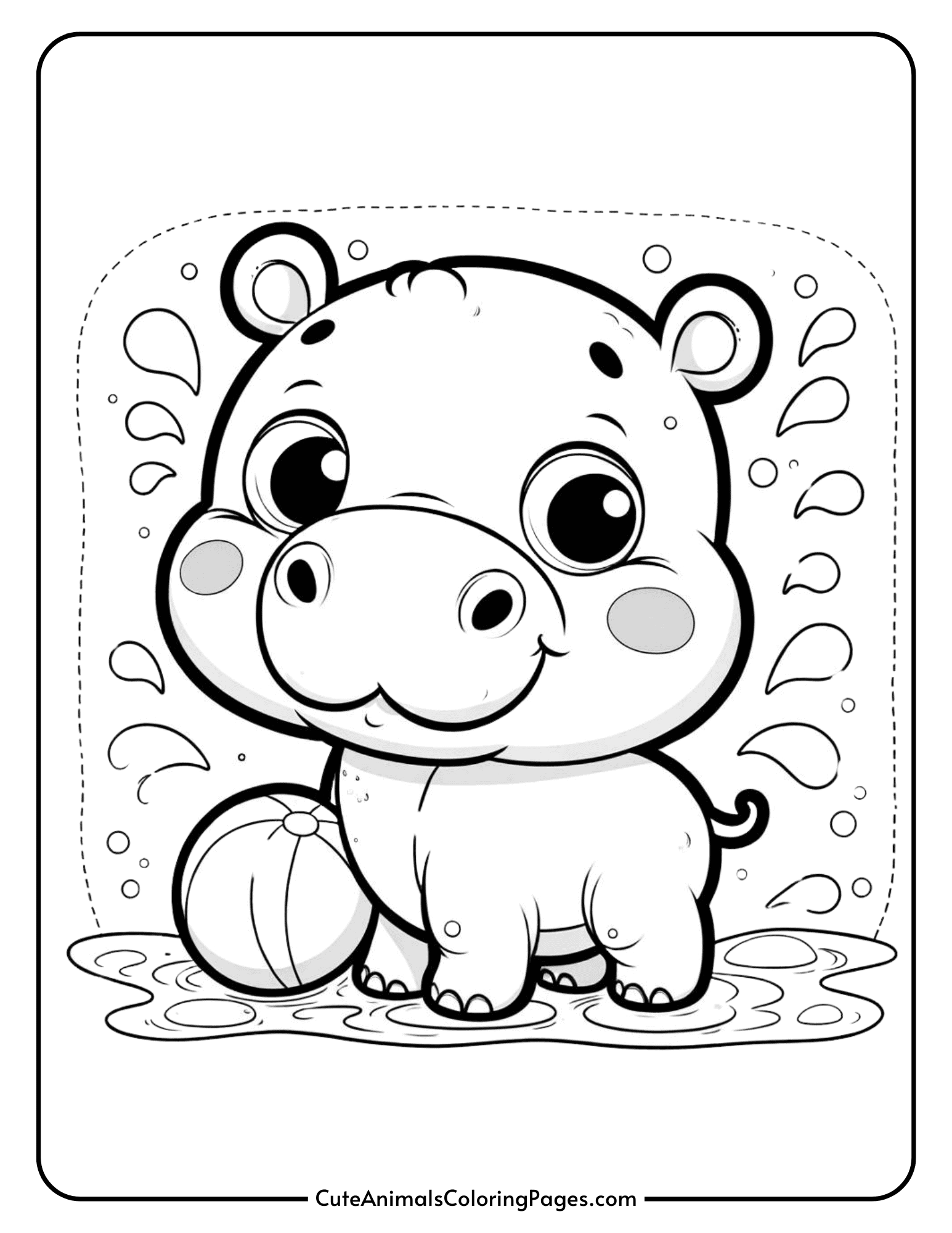 Hippo Coloring Pages (6 Free Printable Pages) - Cute Animals Coloring Pages