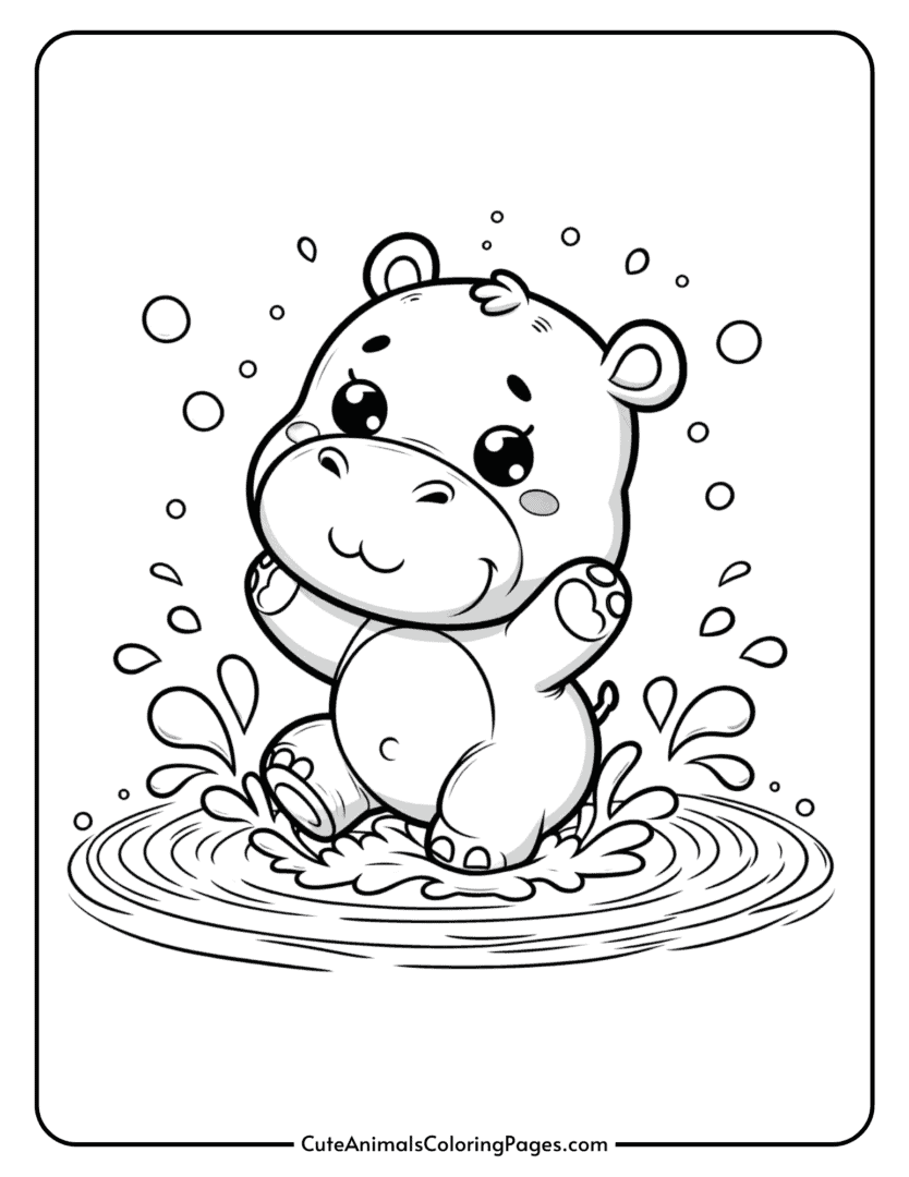 Hippo Coloring Pages (6 Free Printable Pages) - Cute Animals Coloring Pages