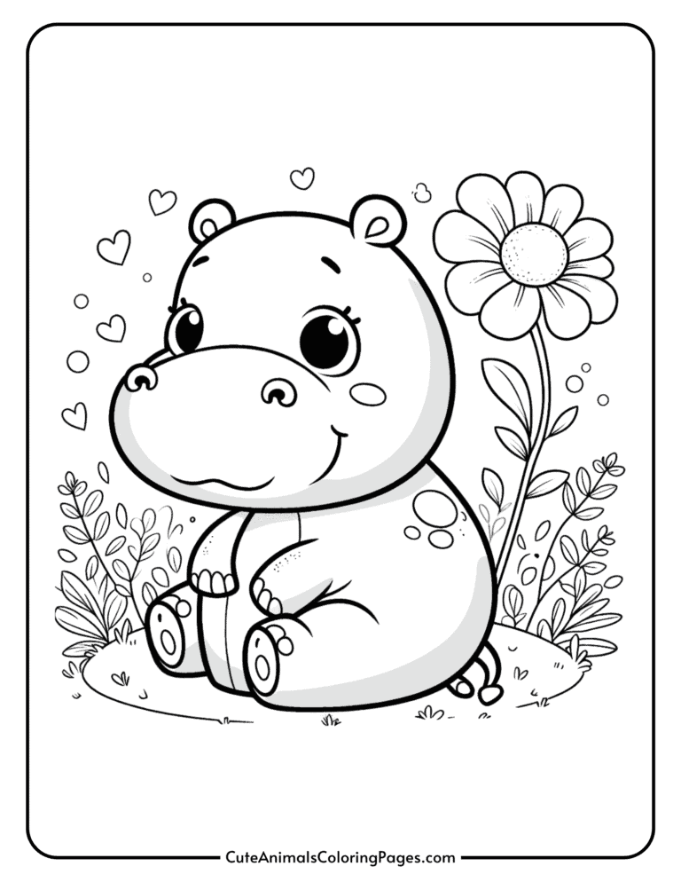 Hippo Coloring Pages (6 Free Printable Pages) - Cute Animals Coloring Pages