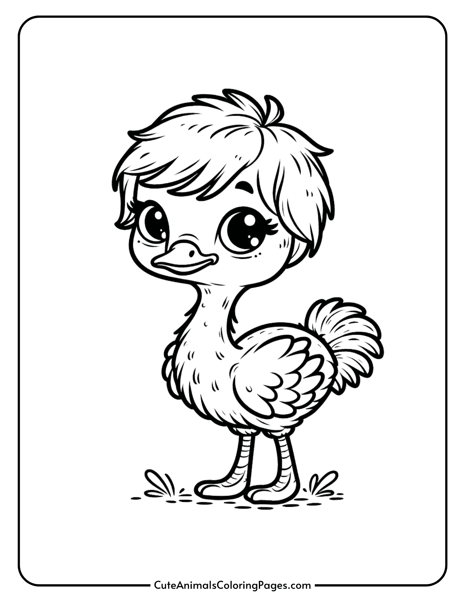 Ostrich Coloring Pages (5 Free Printable Pages) - Cute Animals Coloring ...