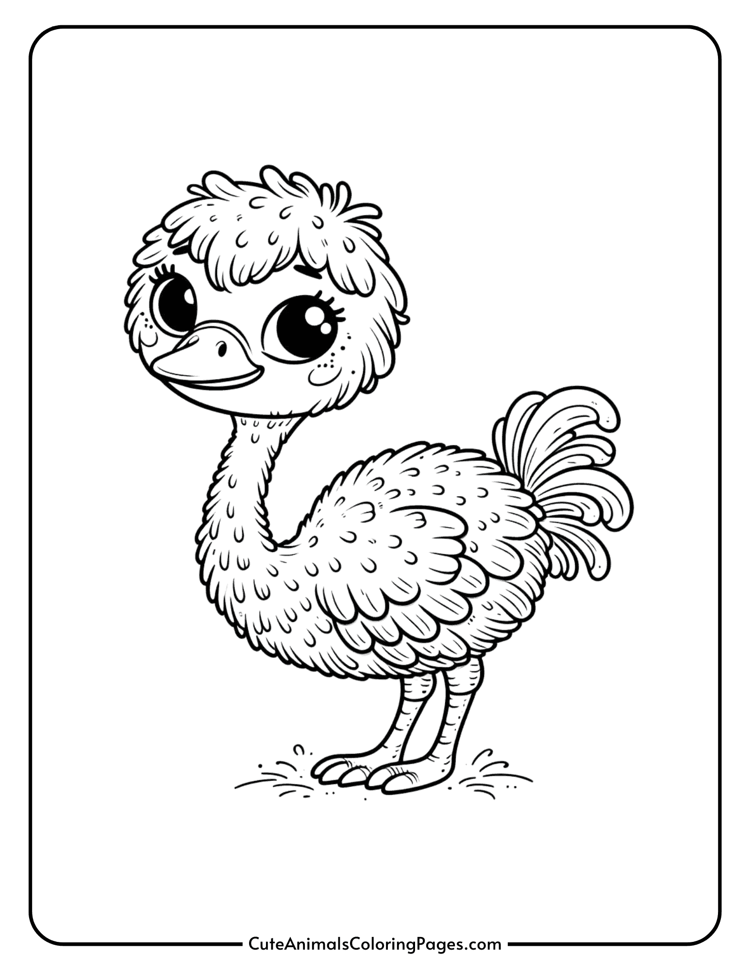 Ostrich Coloring Pages (5 Free Printable Pages) - Cute Animals Coloring ...