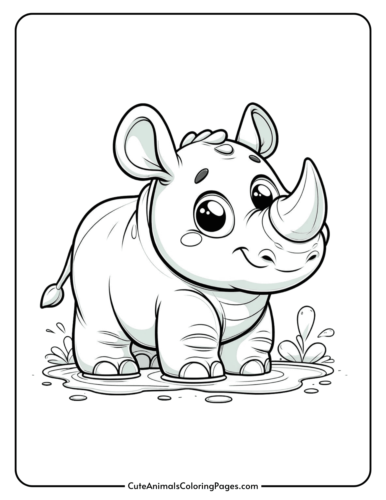 Rhino Coloring Pages (5 Free Printable Pages) - Cute Animals Coloring Pages