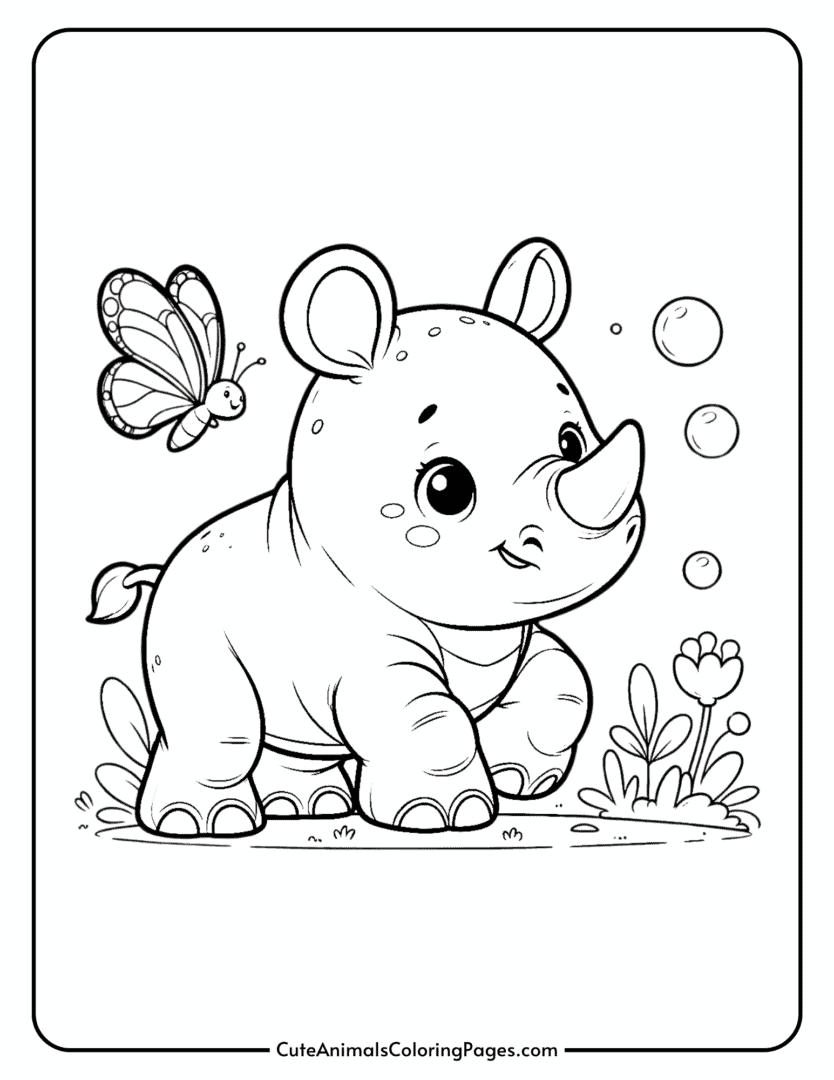 Rhino Coloring Pages (5 Free Printable Pages) - Cute Animals Coloring Pages