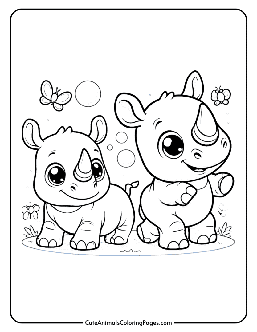 Rhino Coloring Pages (5 Free Printable Pages) - Cute Animals Coloring Pages