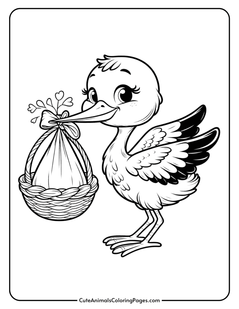 Stork Coloring Pages (7 Free Printable Pages) - Cute Animals Coloring Pages