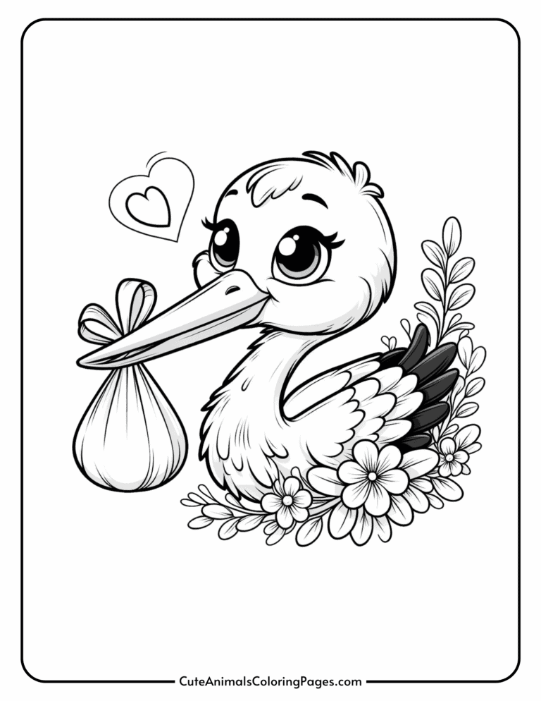 Stork Coloring Pages (7 Free Printable Pages) - Cute Animals Coloring Pages