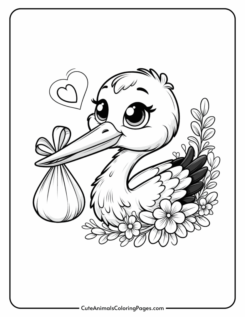 Stork Coloring Pages (7 Free Printable Pages) - Cute Animals Coloring Pages