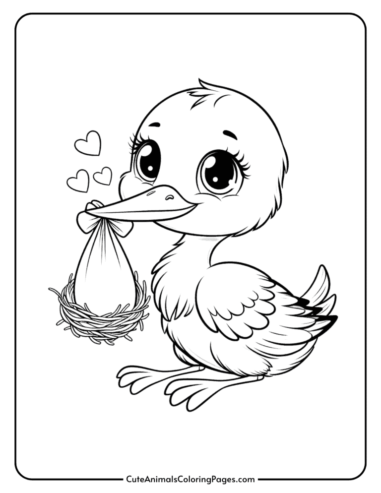 Stork Coloring Pages (7 Free Printable Pages) - Cute Animals Coloring Pages