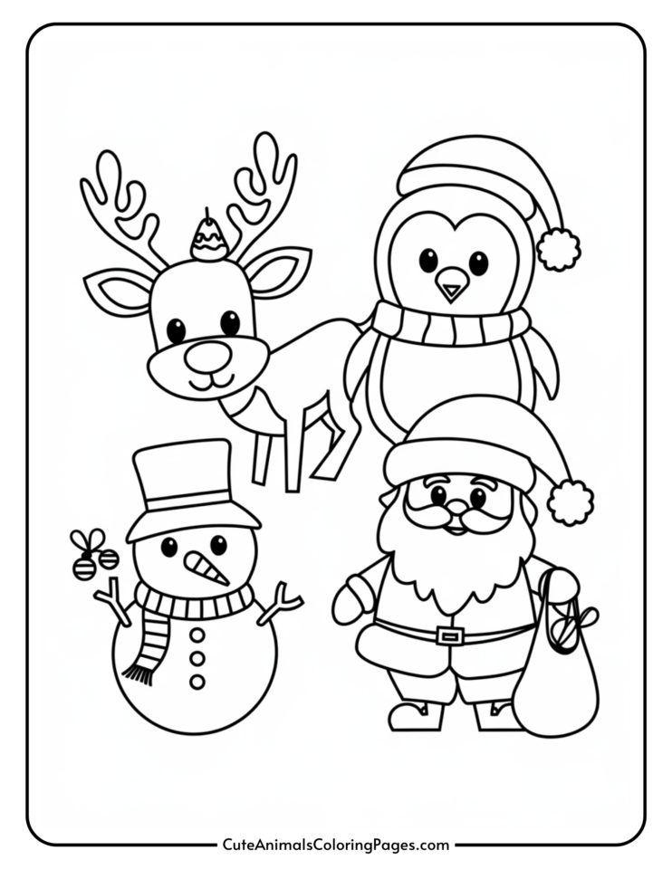 Christmas Animal Coloring Pages (8 Free PDF Printable Pages) - Cute ...