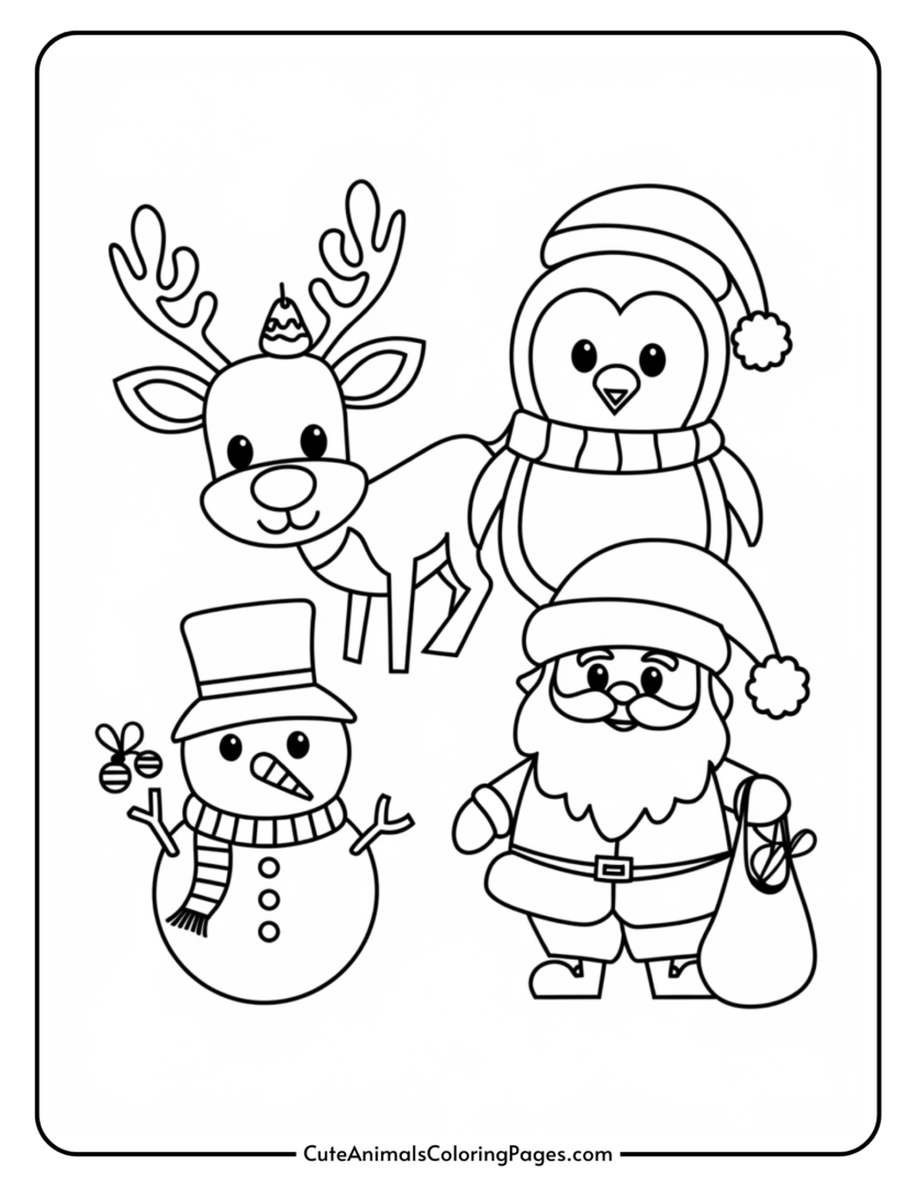 Christmas Animal Coloring Pages (8 Free PDF Printable Pages) - Cute ...