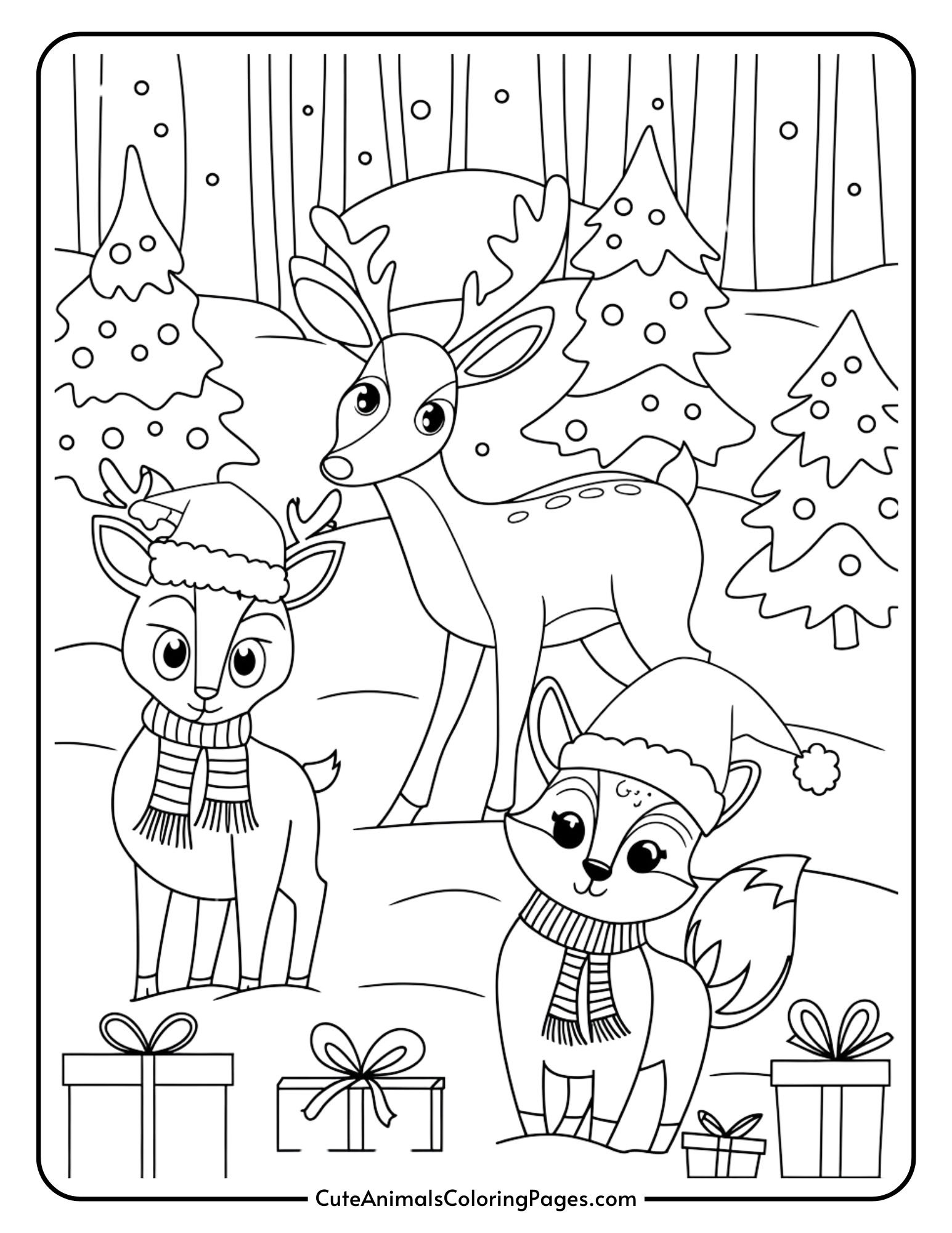 Christmas Animal Coloring Pages (8 Free PDF Printable Pages) - Cute ...