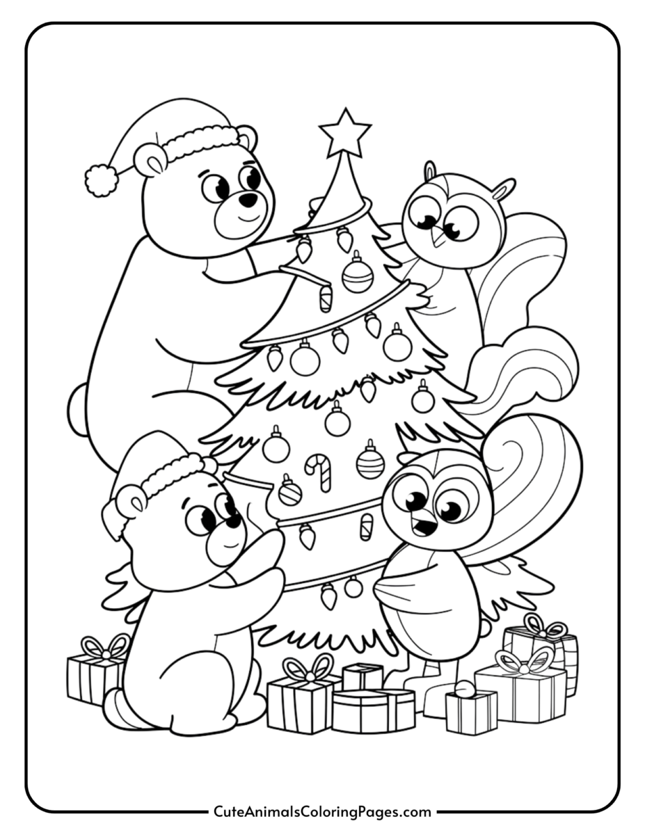 Christmas Animal Coloring Pages (8 Free PDF Printable Pages) - Cute ...