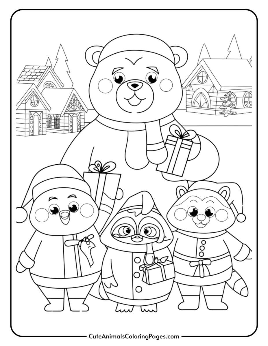 Christmas Animal Coloring Pages (8 Free PDF Printable Pages) - Cute ...
