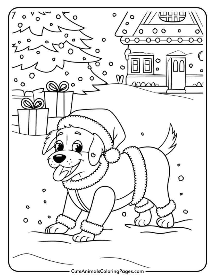 Christmas Dog Coloring Pages (10 Free PDF Pages for Kids) - Cute ...