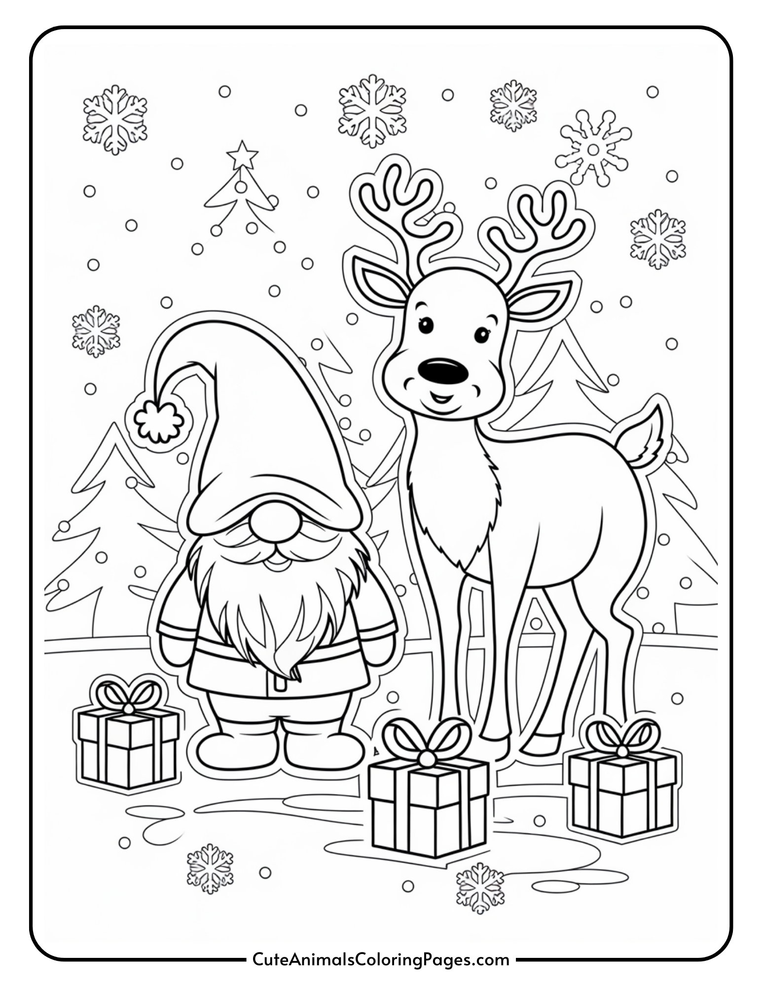 Christmas Gnomes Coloring Pages (6 Free Printables) - Cute Animals ...