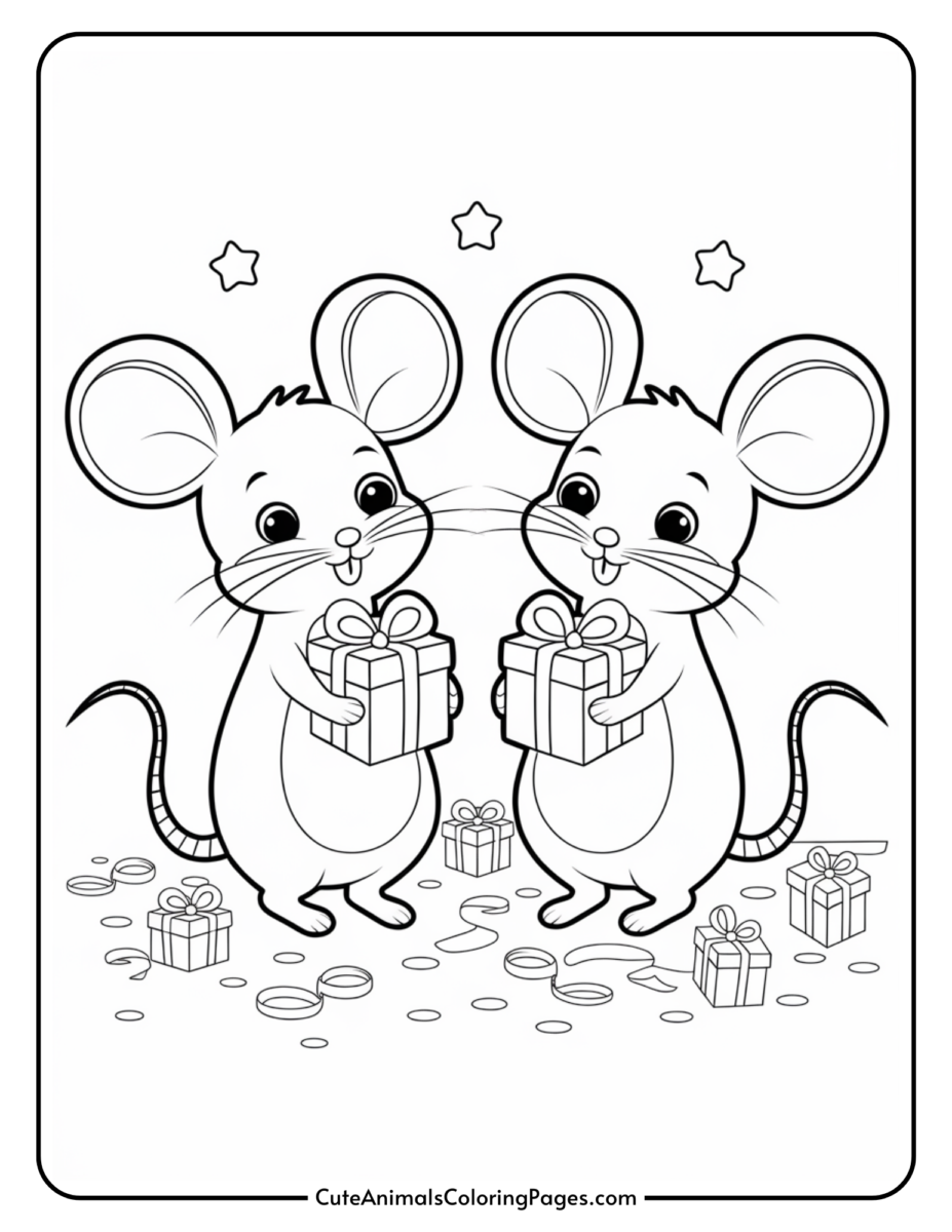 Christmas Mouse Coloring Pages (9 Free Printable PDF Pages) - Cute ...