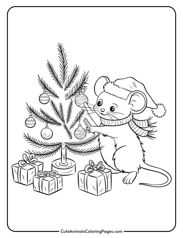 Christmas Mouse Coloring Pages (9 Free Printable PDF Pages) - Cute ...