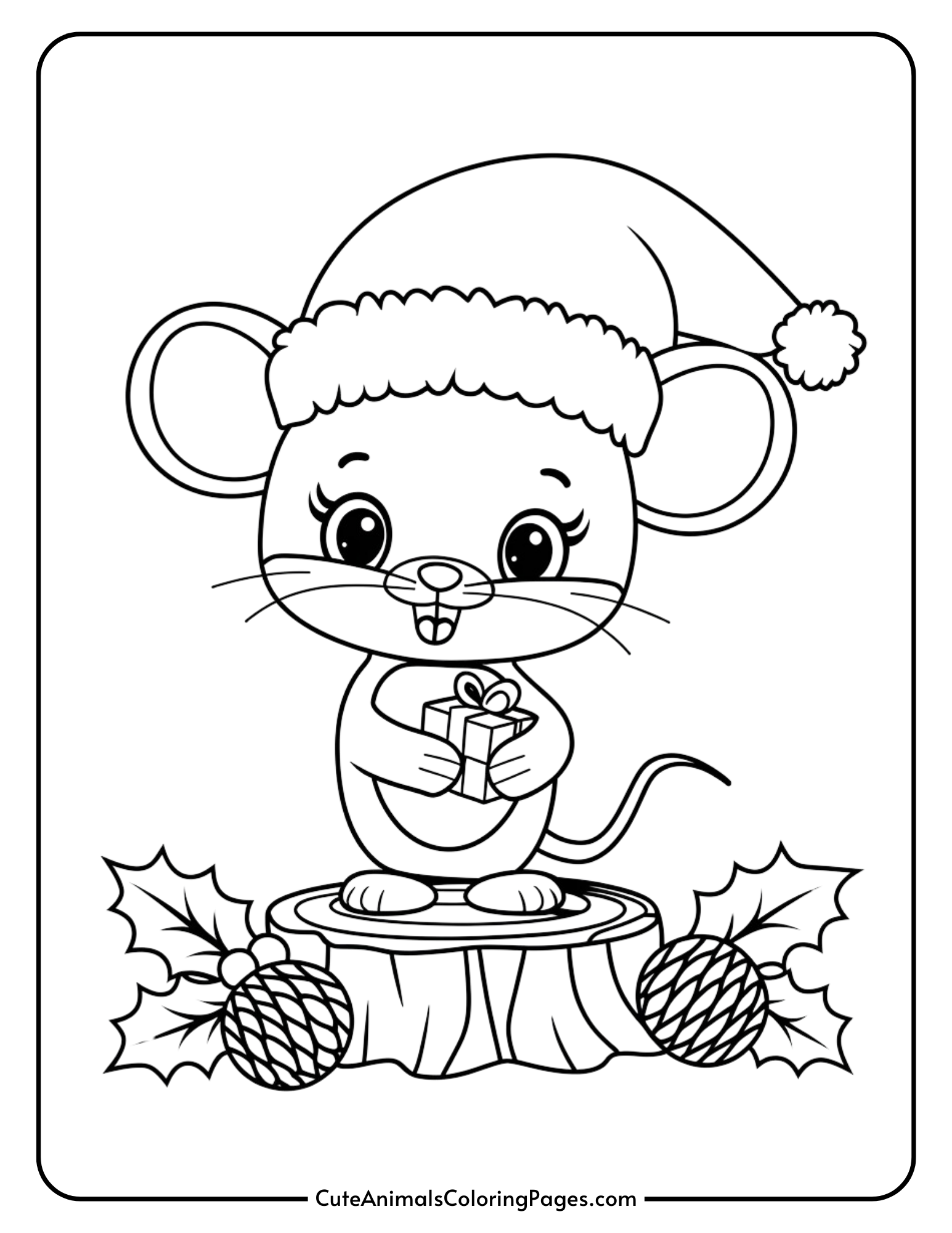 Christmas Mouse Coloring Pages (9 Free Printable PDF Pages) - Cute ...