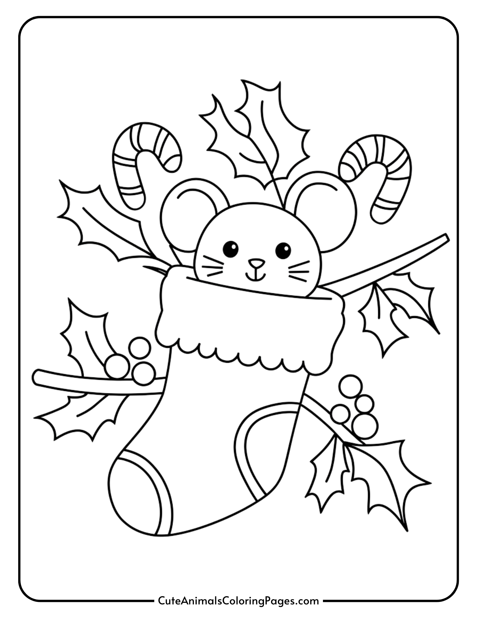 Christmas Mouse Coloring Pages (9 Free Printable PDF Pages) - Cute ...