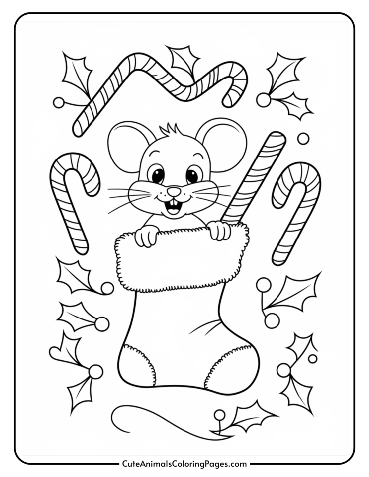 Christmas Mouse Coloring Pages (9 Free Printable PDF Pages) - Cute ...