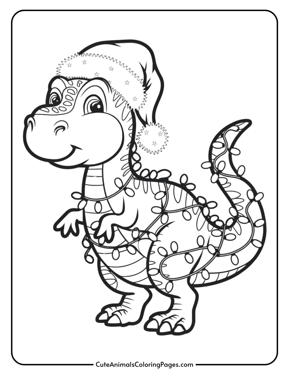 Dinosaur Christmas Coloring Pages (8 Free Printables) - Cute Animals ...