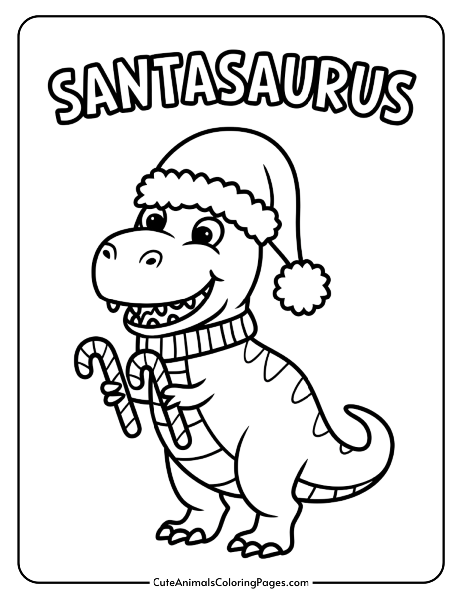 Dinosaur Christmas Coloring Pages (8 Free Printables) - Cute Animals ...
