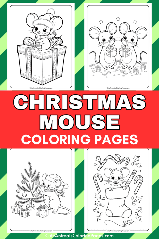 Christmas Mouse Coloring Pages (9 Free Printable PDF Pages) - Cute ...