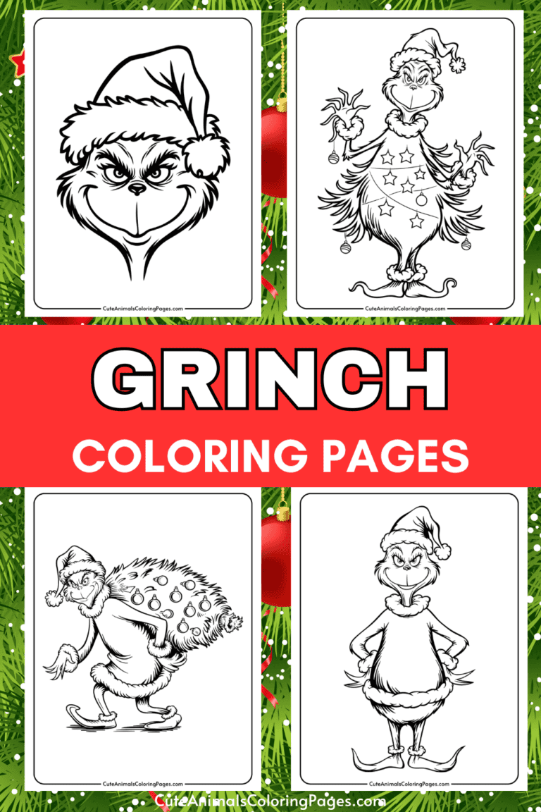 Grinch Coloring Pages (10 Free Printable PDF Pages) - Cute Animals ...