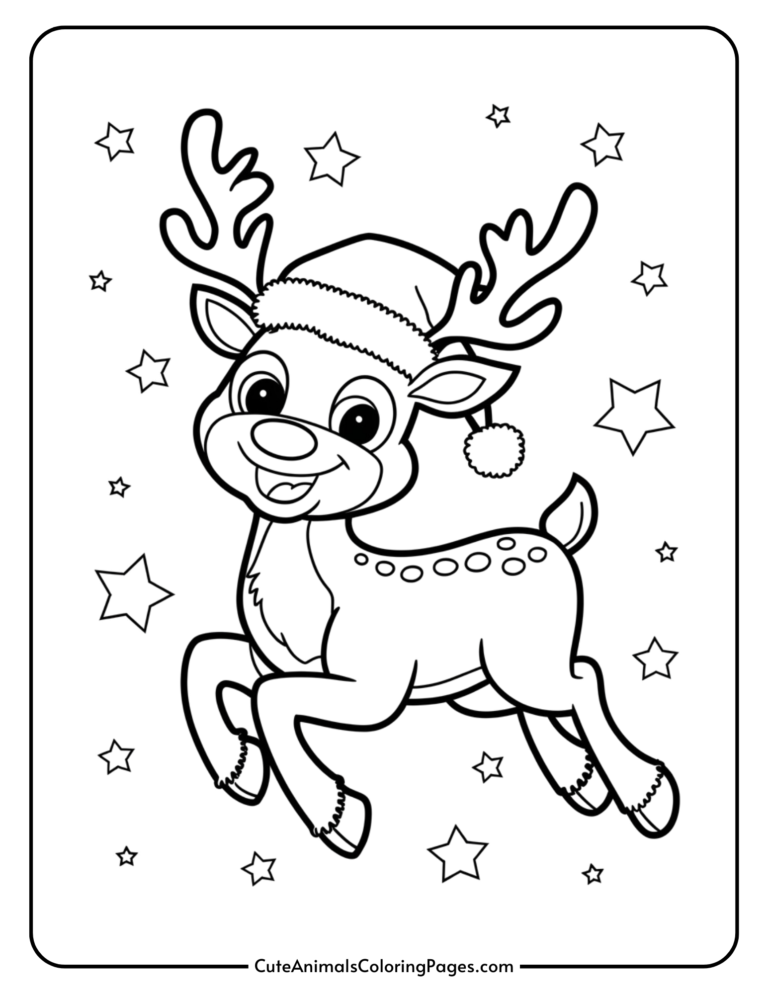 Reindeer Coloring Pages for Kids (10 Free Printable Pages) - Cute ...