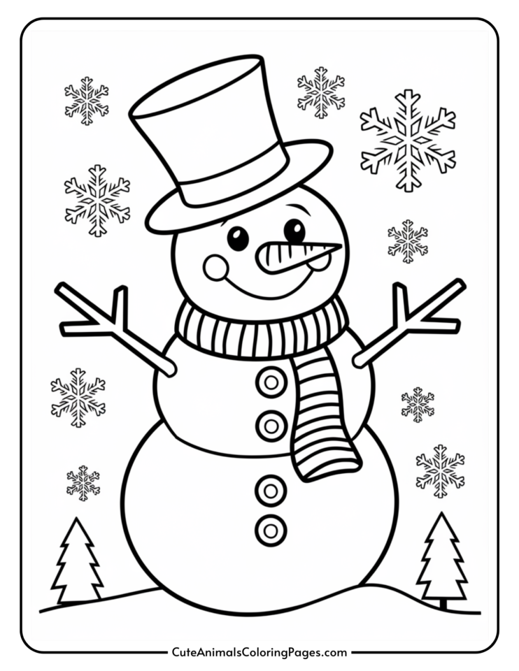 Free Printable Snowman Coloring Page (10 PDF Pages) - Cute Animals ...