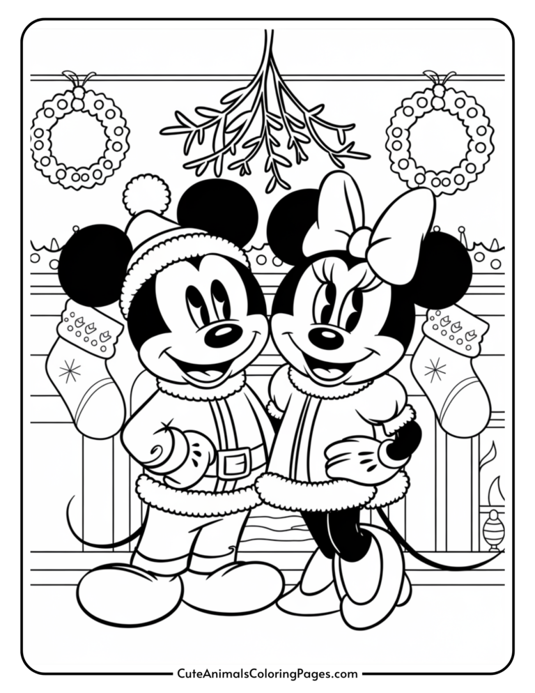 Mickey Christmas Coloring Pages (7 Free PDF Pages) - Cute Animals ...
