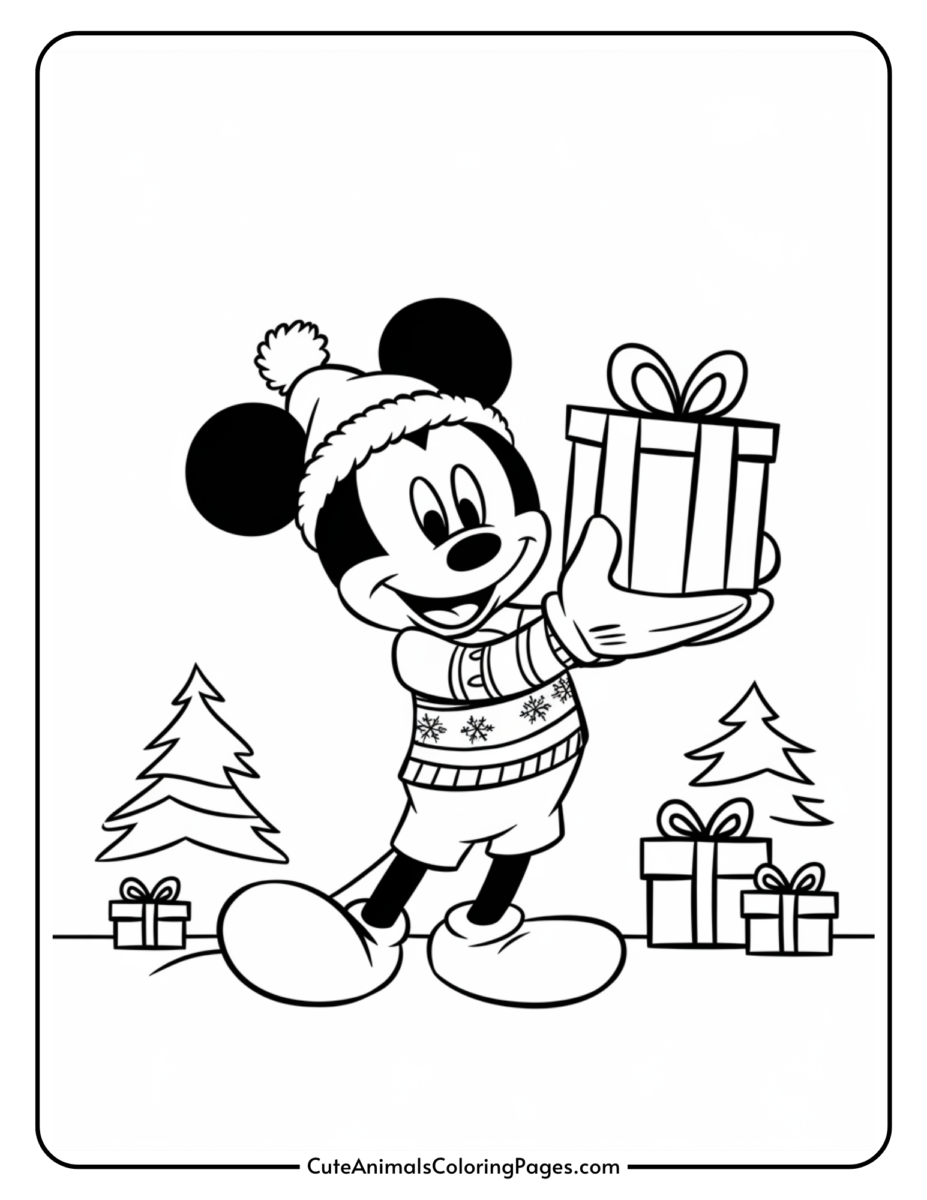 Mickey Christmas Coloring Pages (7 Free PDF Pages) - Cute Animals ...