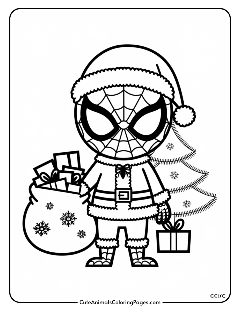Spiderman Christmas Coloring Pages (11 Free PDF Pages) - Cute Animals ...
