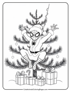 Spiderman Christmas Coloring Pages For Kids